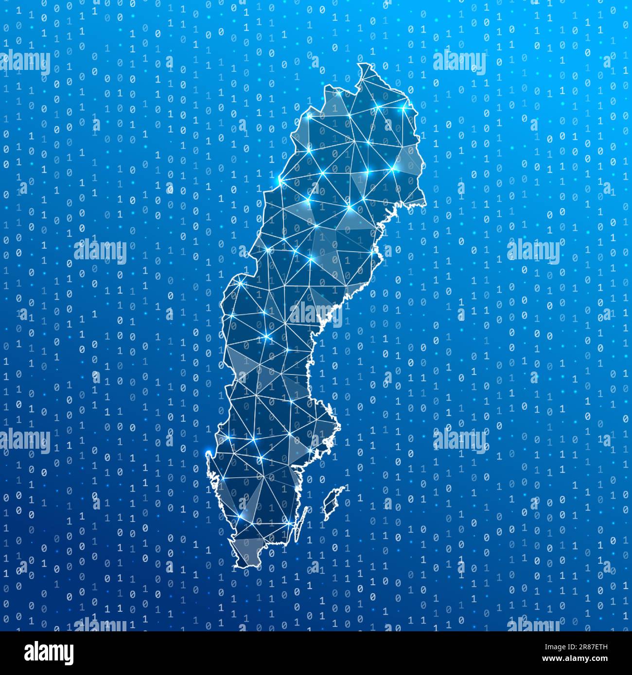 Network map of Sweden. Country digital connections map. Technology ...