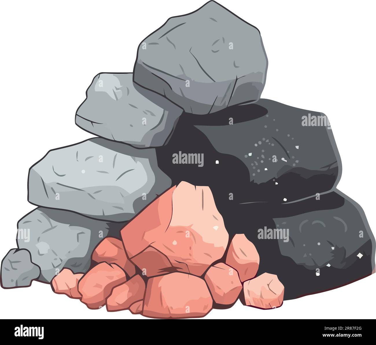 Solid rock heap, heavy mining industry material Stock Vector Image ...