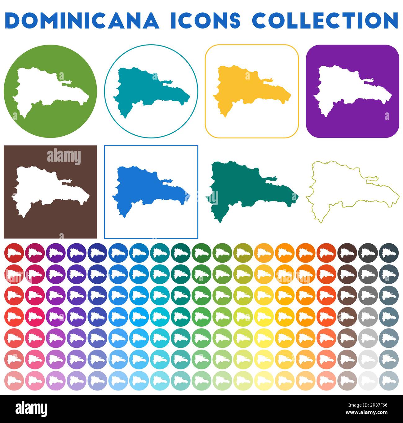 Dominicana Icons Collection Bright Colourful Trendy Map Icons Modern