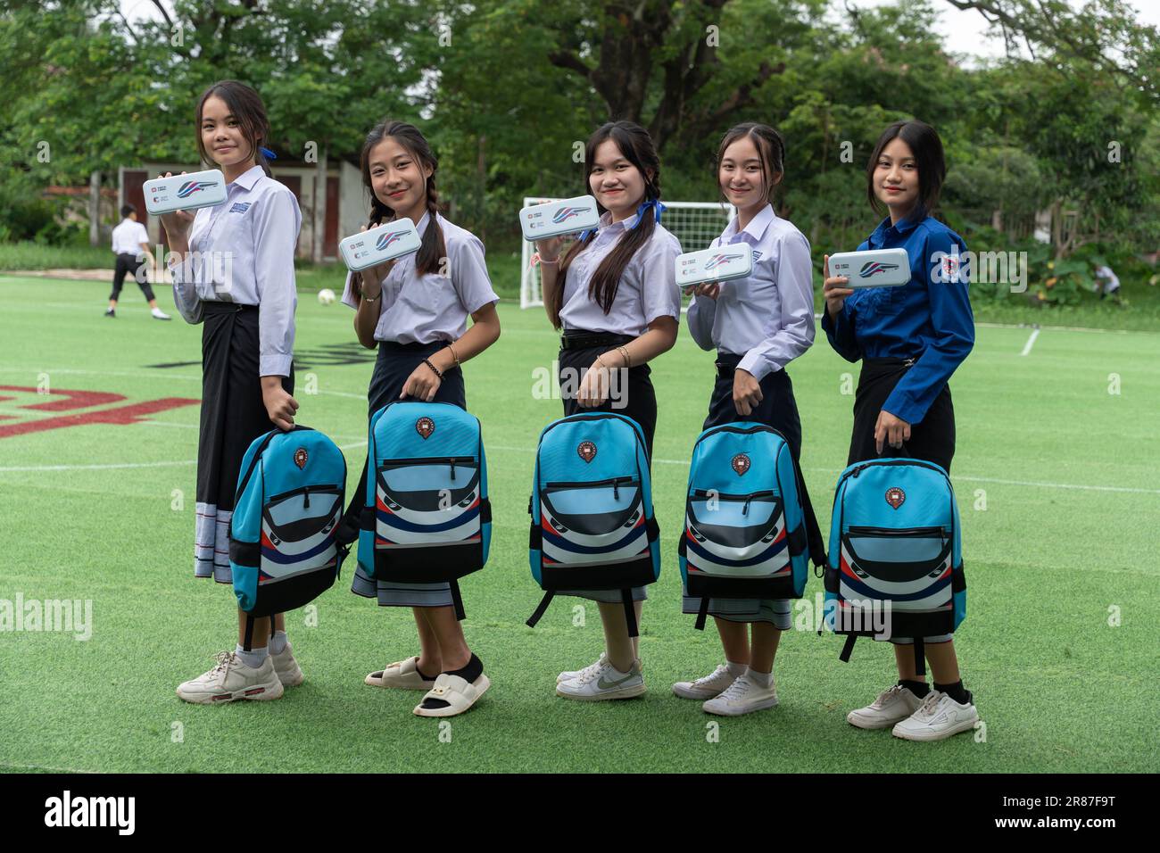 Vientiane. 19th June, 2023. Students pose for a group photo at the ...