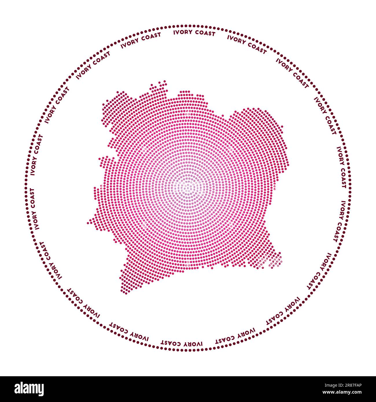 Ivory Coast round logo. Digital style shape of Ivory Coast in dotted ...