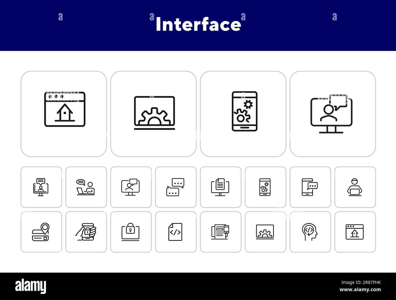 Interface line icon set Stock Vector Image & Art - Alamy