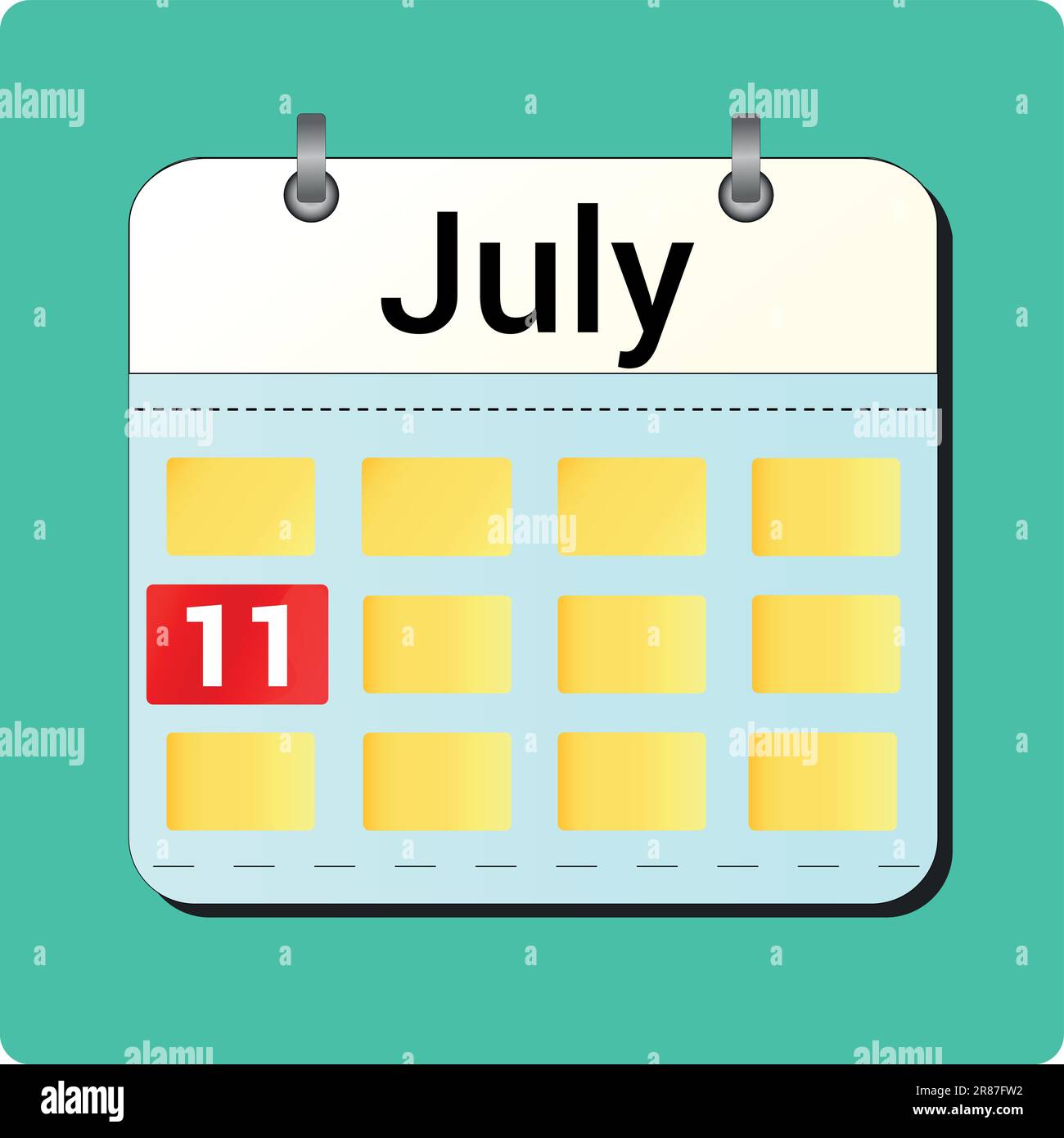 calendar vector drawing, date JULY 11 on the page Stock Vector Image ...