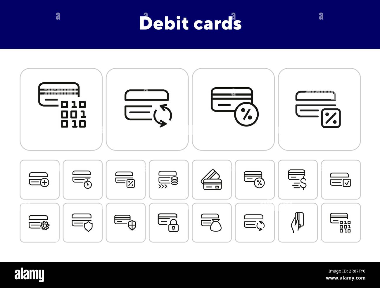 Debit cards line icon set Stock Vector Image & Art - Alamy