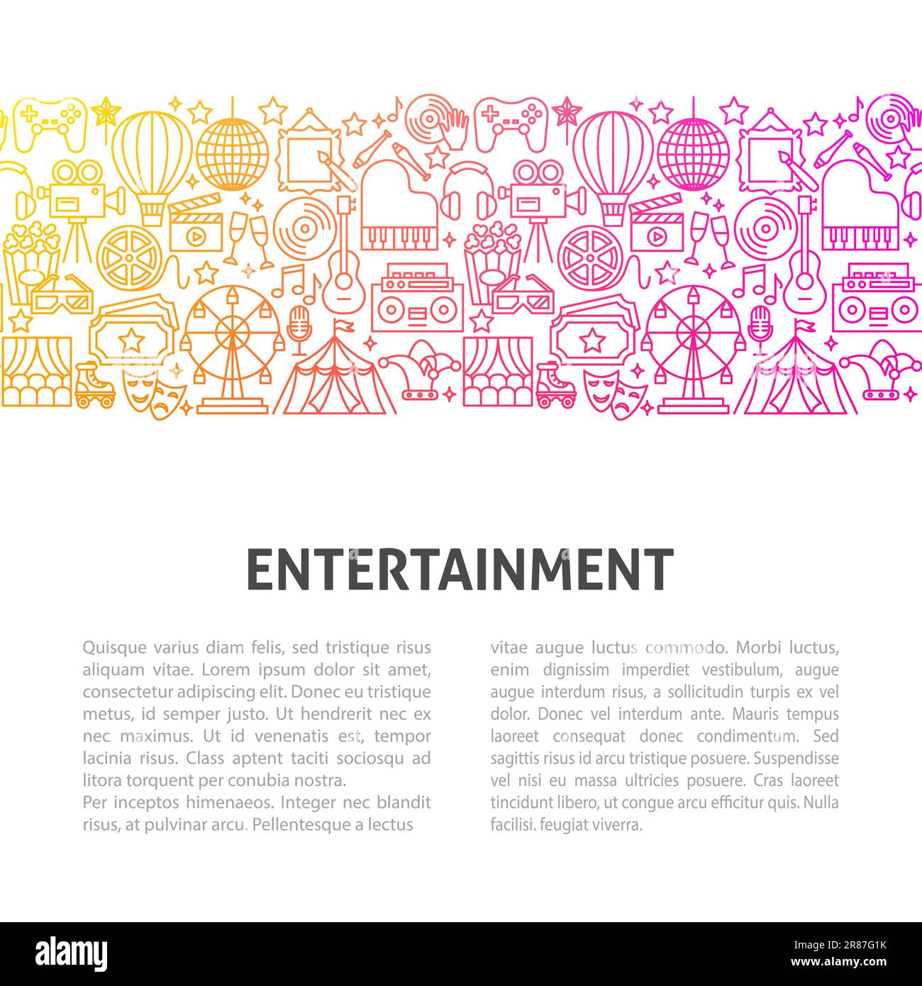 Entertainment Line Template Poster. Vector Illustration of Outline ...