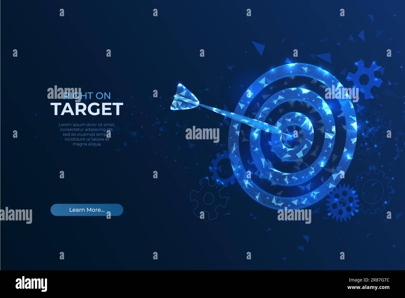 Target goal. Digital technology, blue arrow wireframe, data competition ...