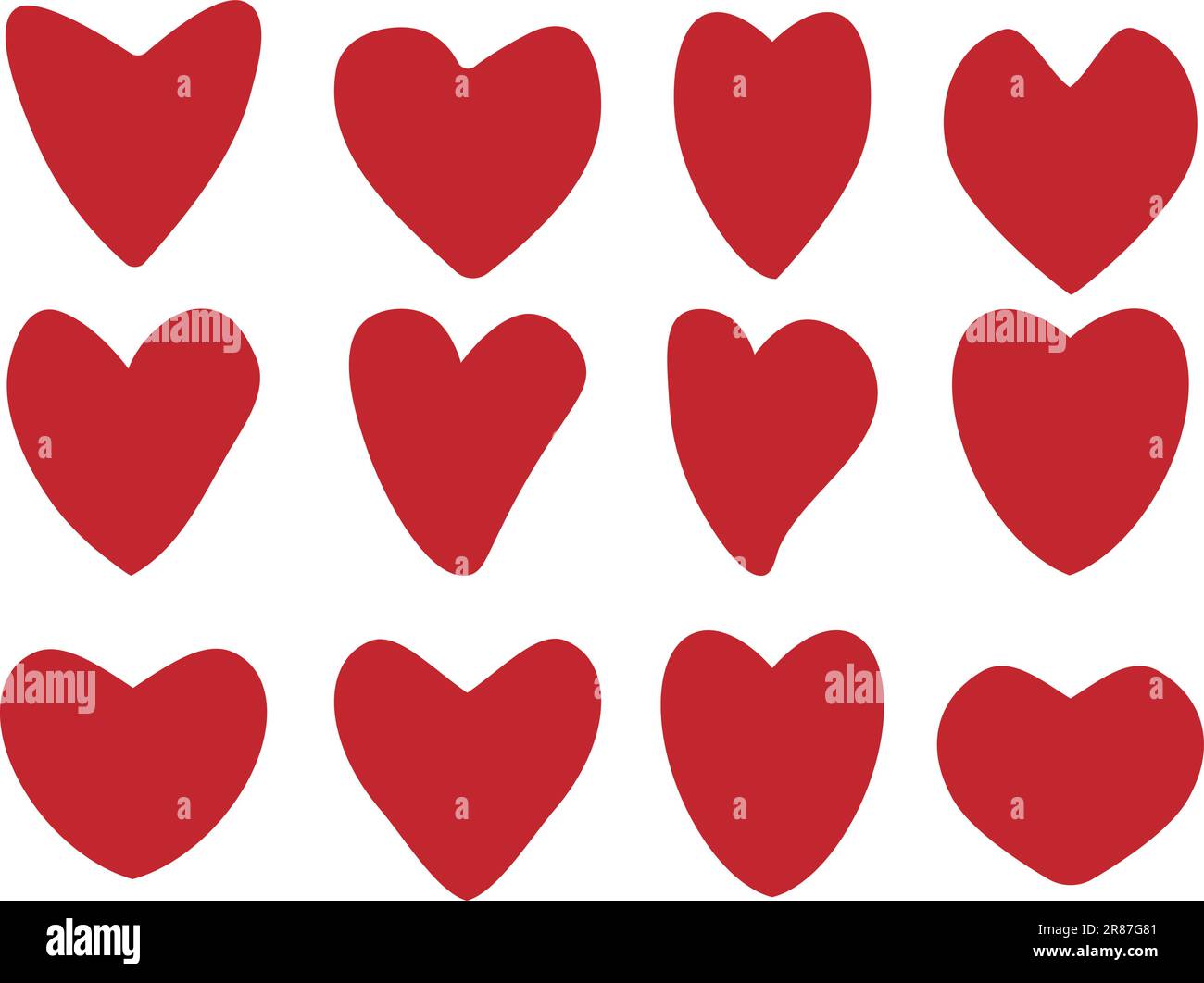Set of red hearts. Drawn shape for design. Vector illustration Stock ...