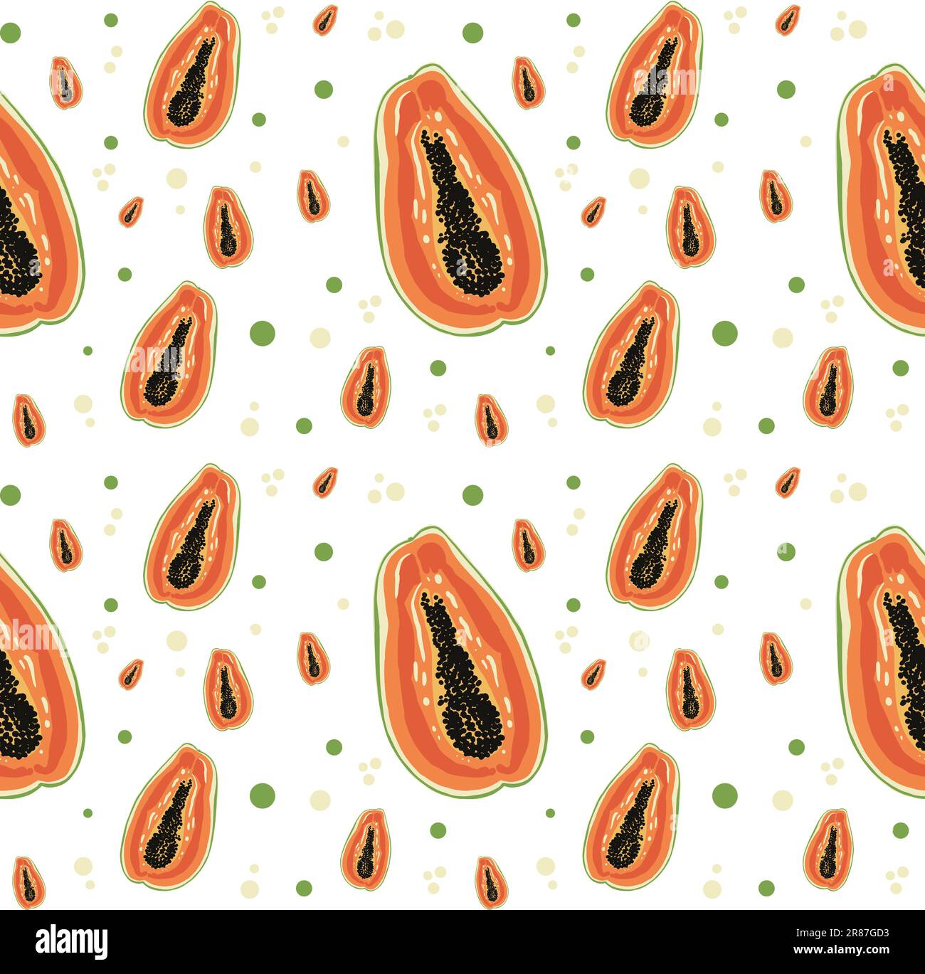 Colorful and juicy hand drawn papaya and pattern for coverage, wrapping ...