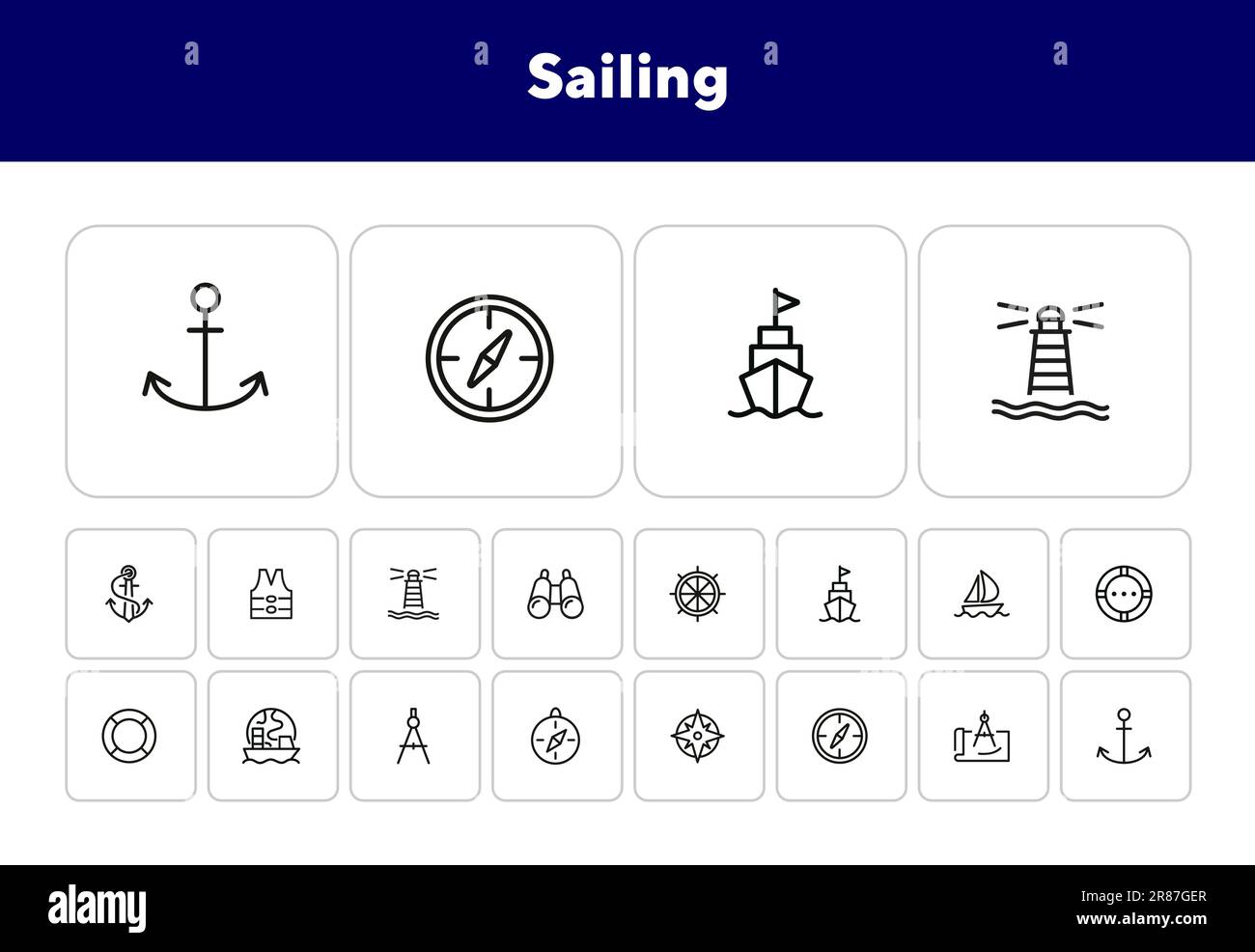 Sailing line icon set Stock Vector Image & Art - Alamy