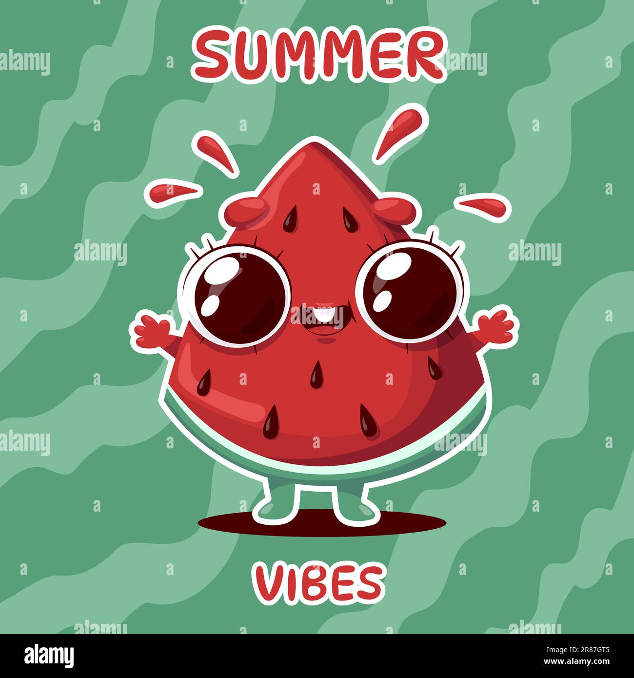Vector cartoon watermelon character SUMMER VIBES Stock Vector Image ...