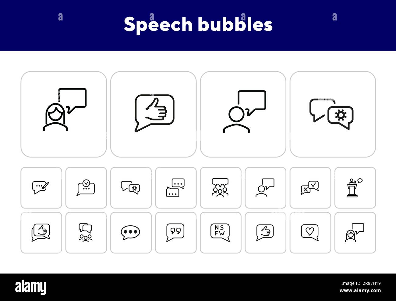 Speech bubbles line icon set Stock Vector Image & Art - Alamy