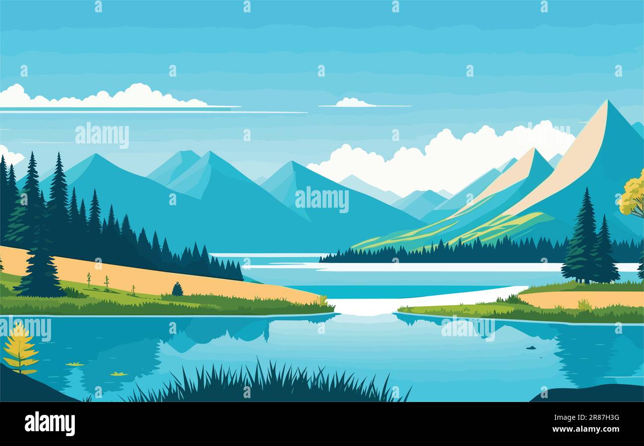 background illustration with a serene natural landscape. picturesque ...