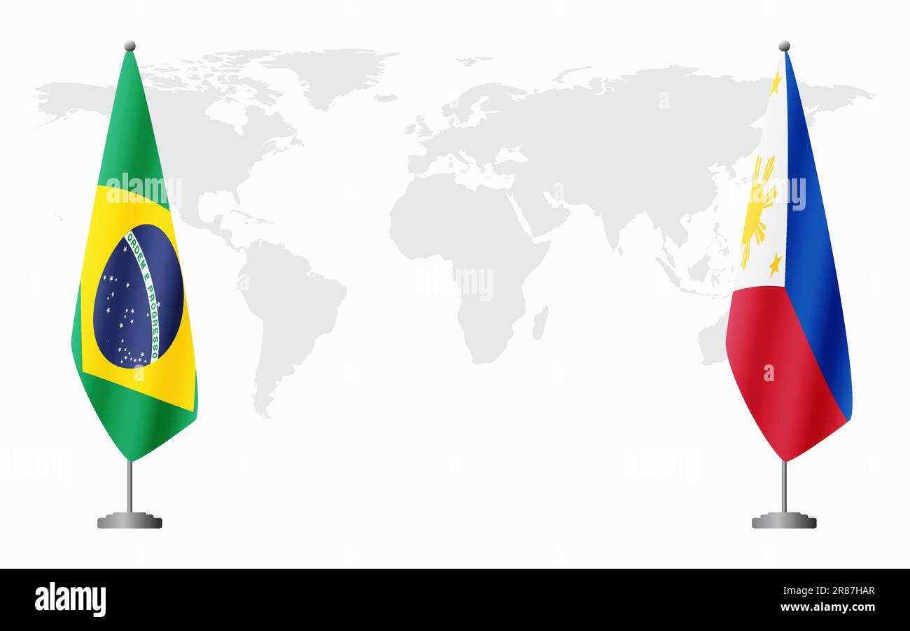 Brazil and Philippines flags for official meeting against background of ...