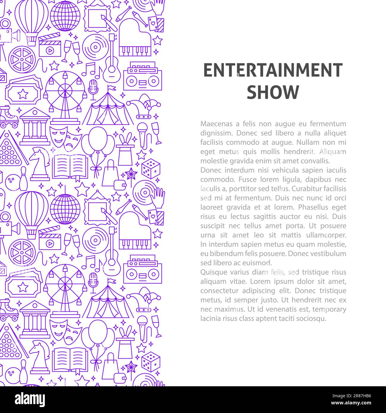 Entertainment Line Pattern Concept. Vector Illustration of Outline ...