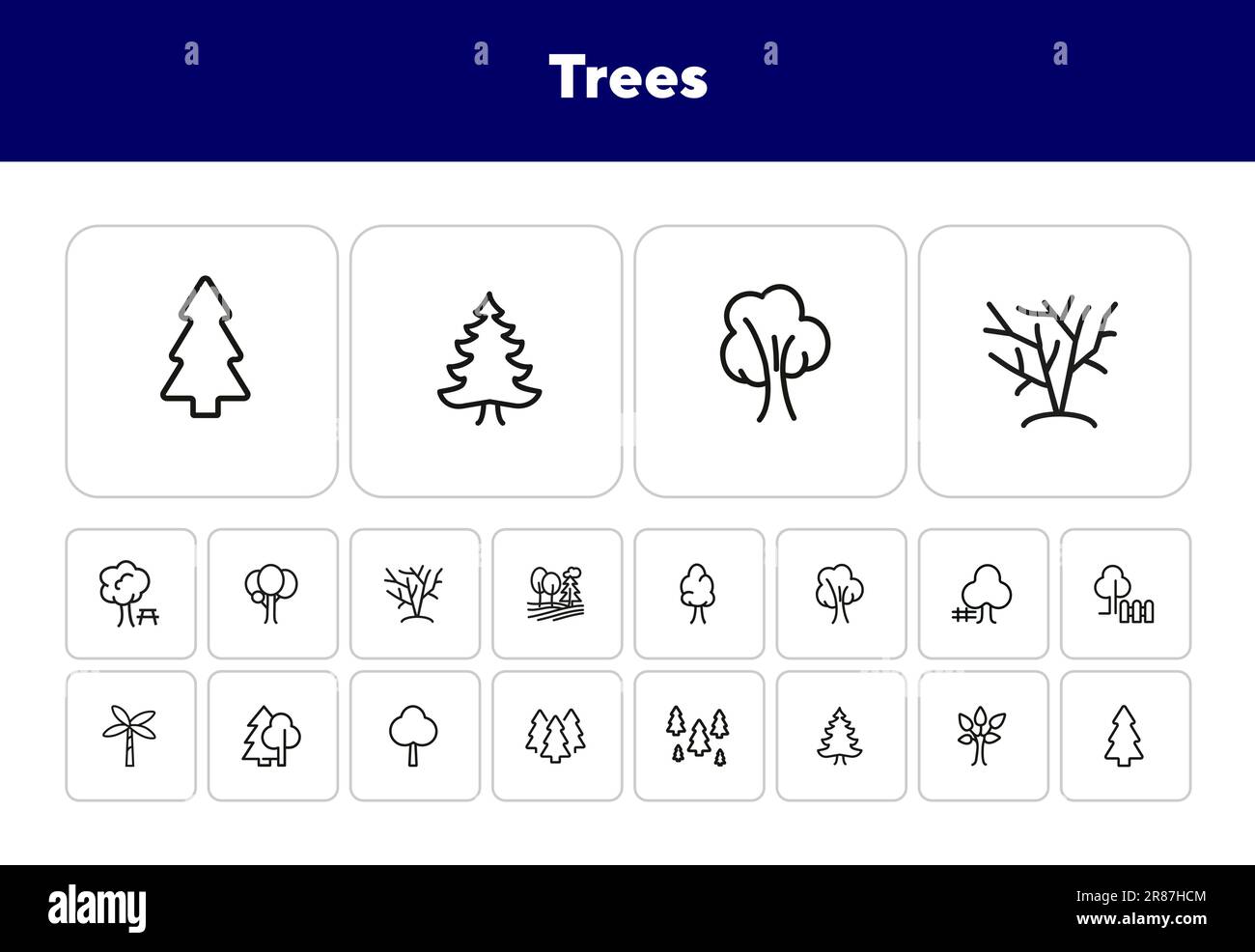 Trees line icon set Stock Vector Image & Art - Alamy