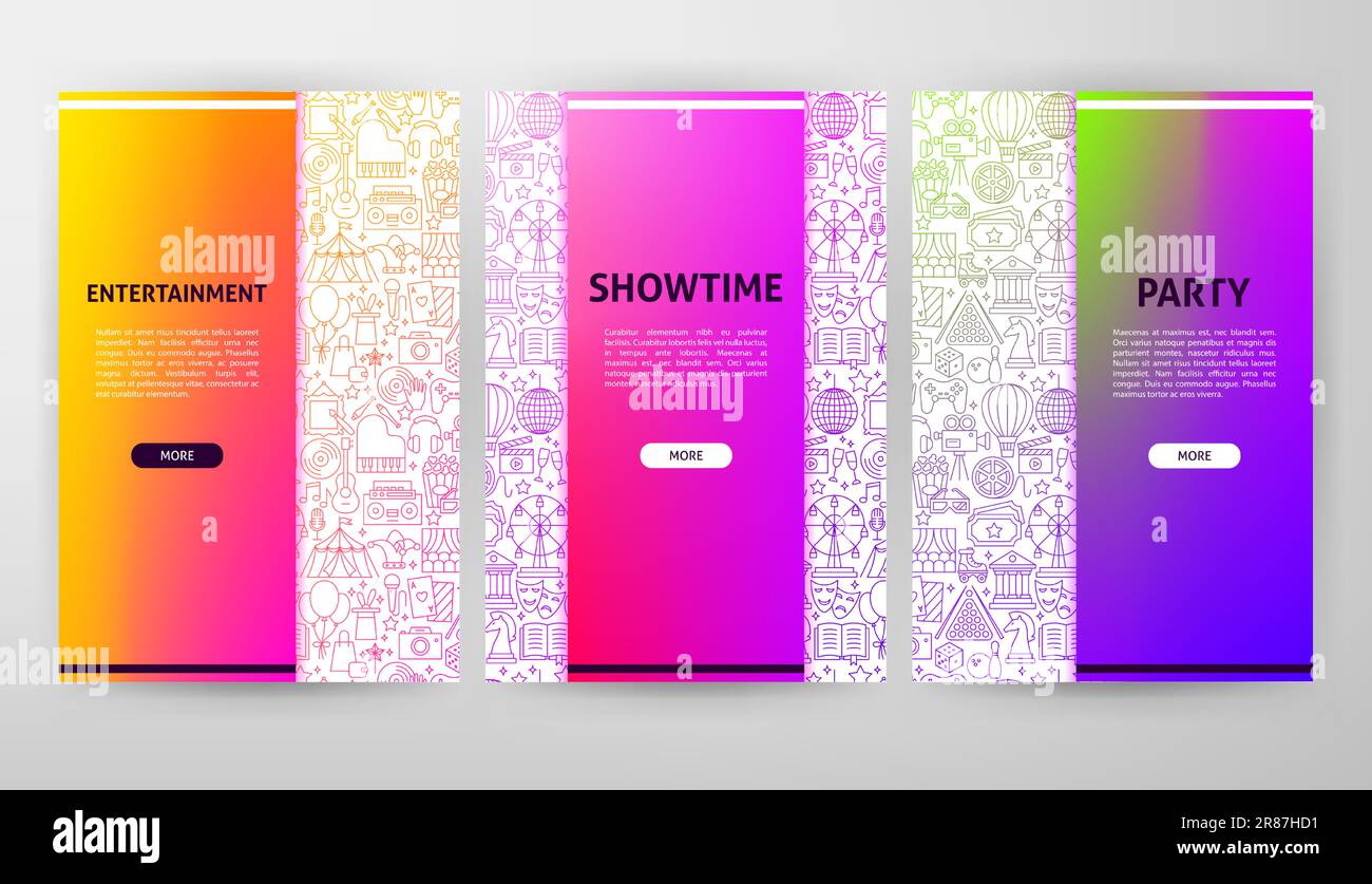 Entertainment Web Design. Vector Illustration of Outline Concept Stock ...