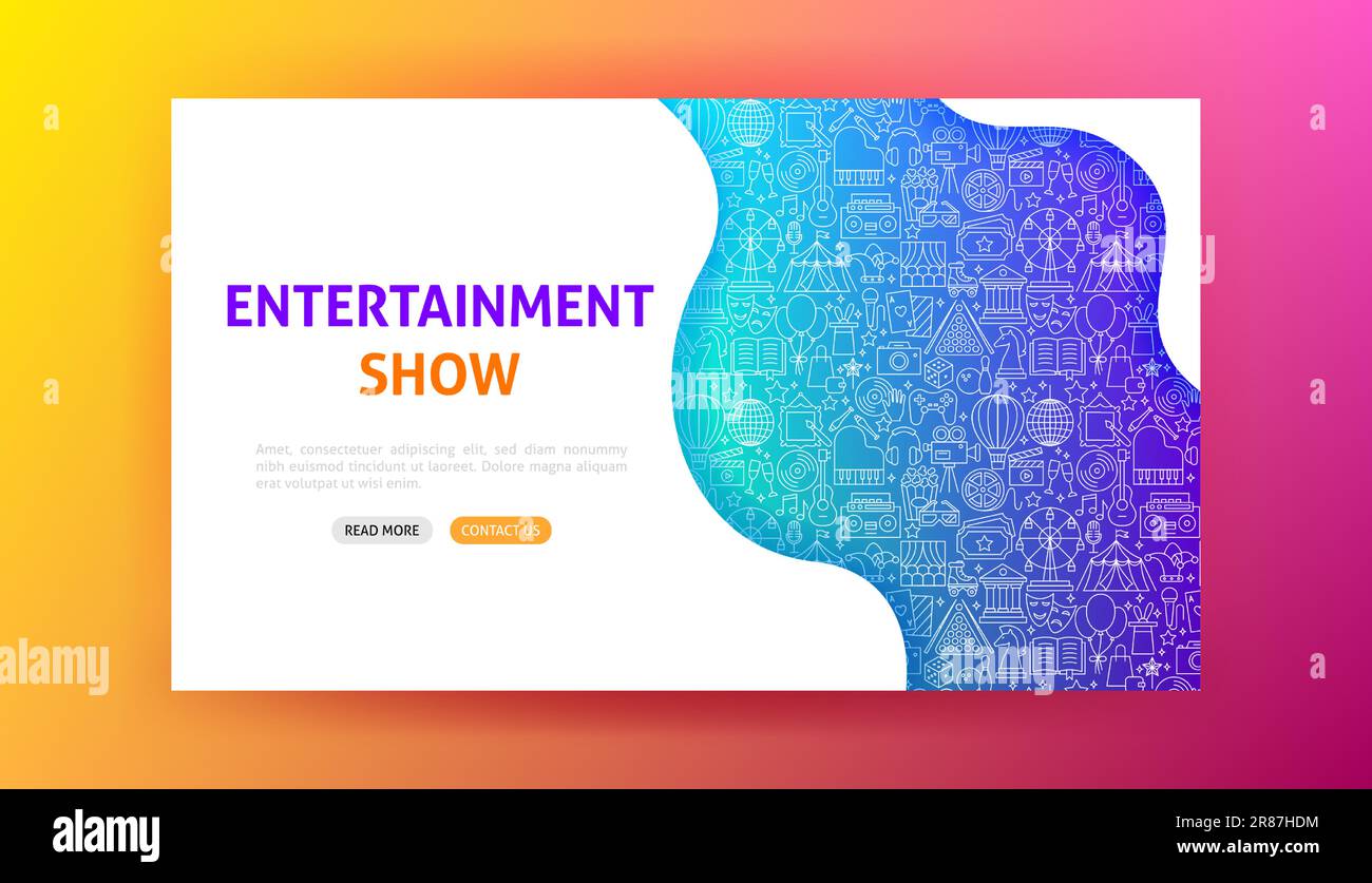 Entertainment Landing Page. Vector Illustration of Outline Design Stock ...