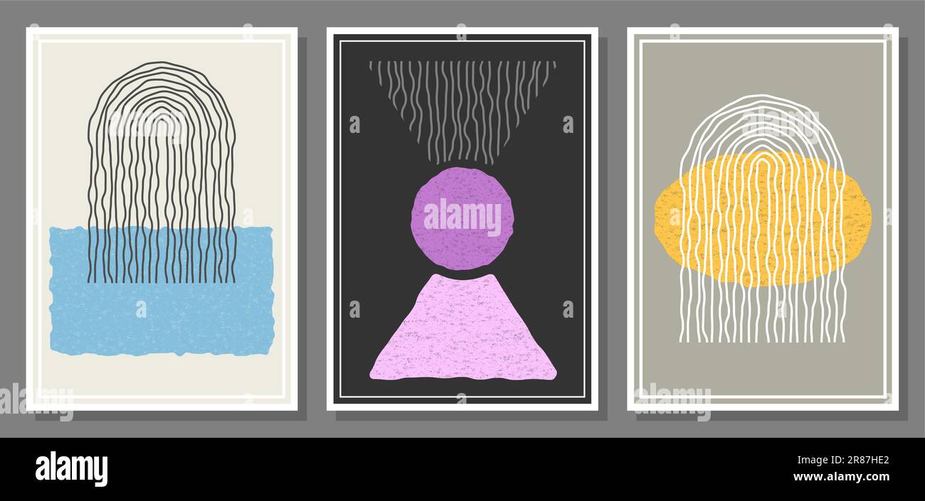 The composition of distorted geometric shapes. A collection of posters ...