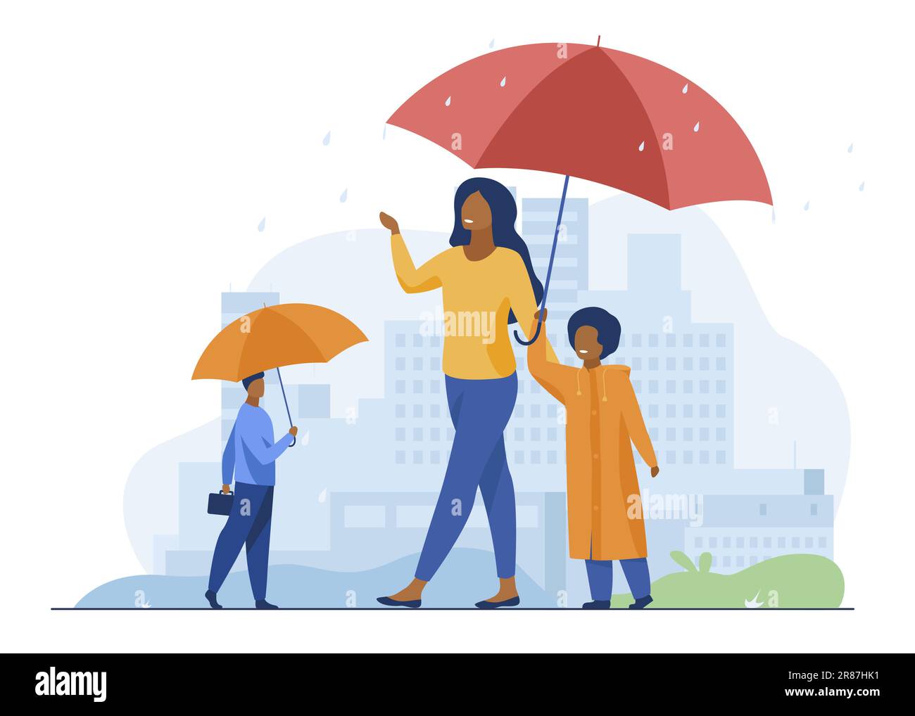 People walking during rain on street Stock Vector Image & Art - Alamy