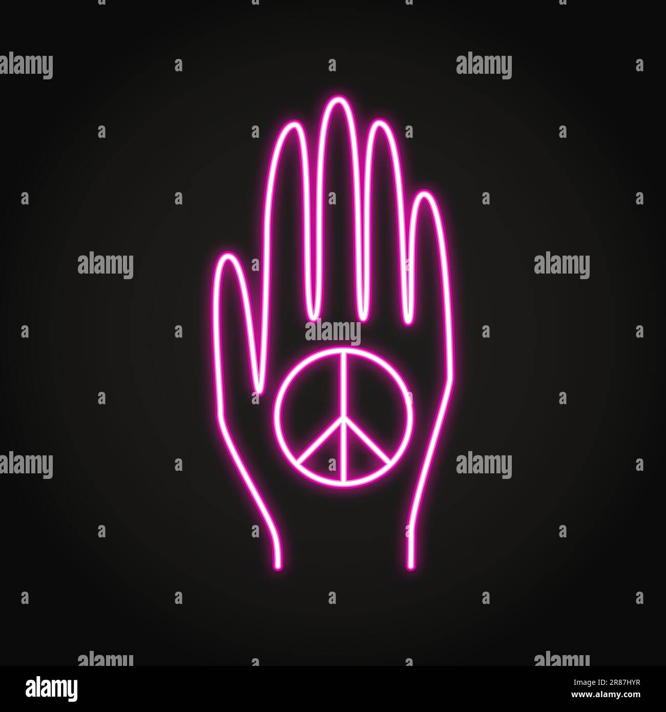 Hand with peace sign neon icon. Pacifism symbol. Vector illustration ...