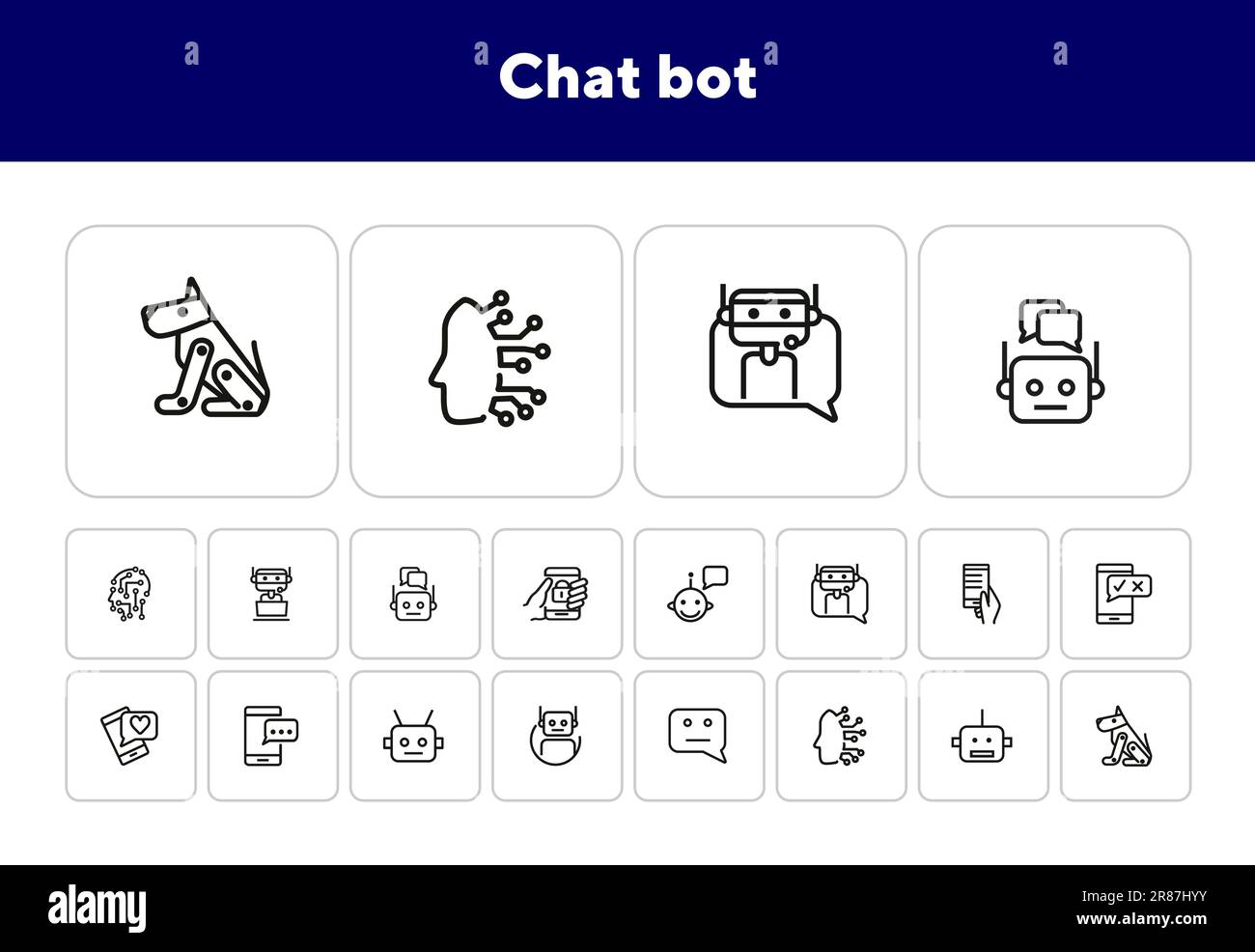 Chat bot line icon set Stock Vector Image & Art - Alamy