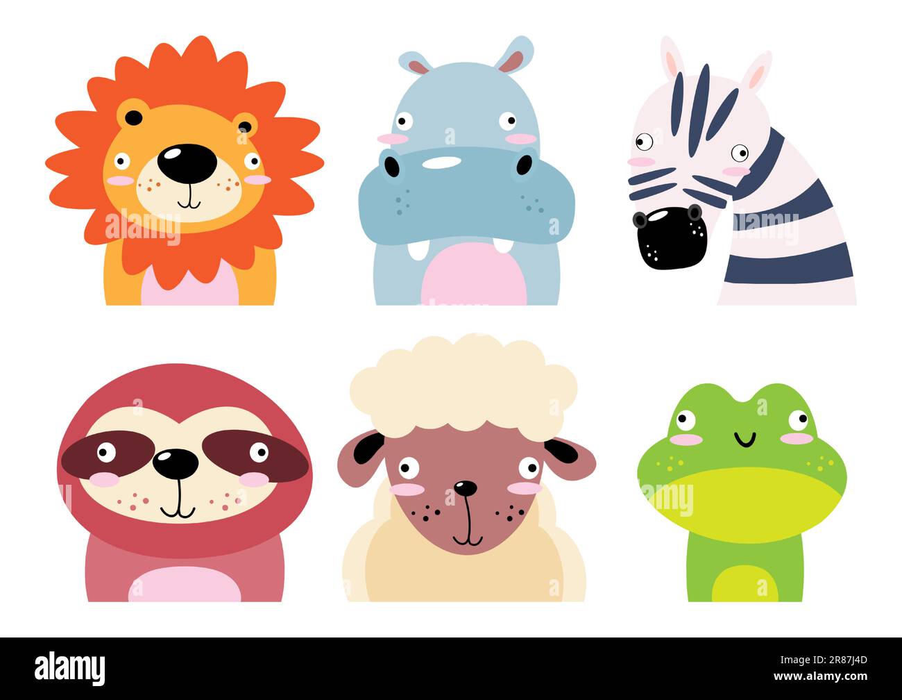 Set of wildlife animals . Dumb face . Vector illustration Stock Vector ...