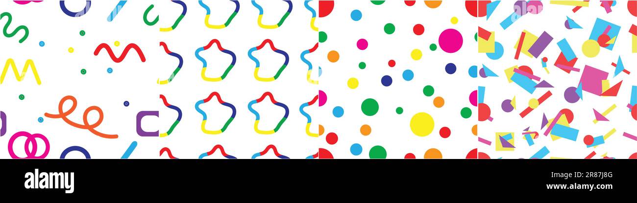 Seamless retro 80's abstract patterns for fabric, prints, covers ...