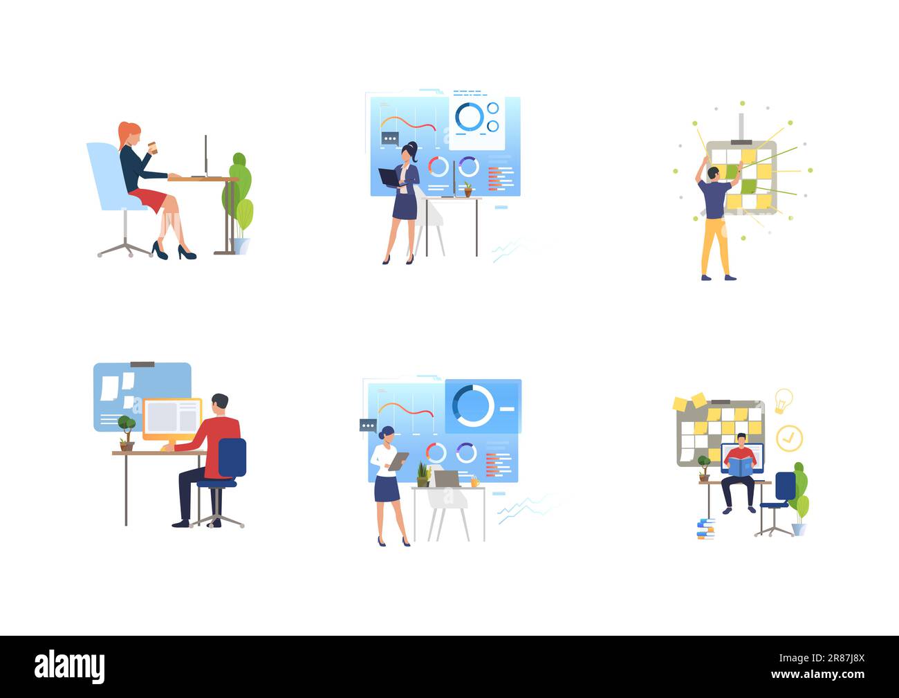 Office worker analyzing startup data Stock Vector Images - Alamy