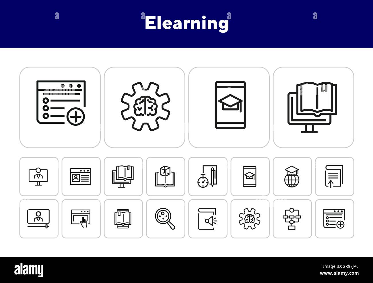 Elearning line icon set Stock Vector Image & Art - Alamy