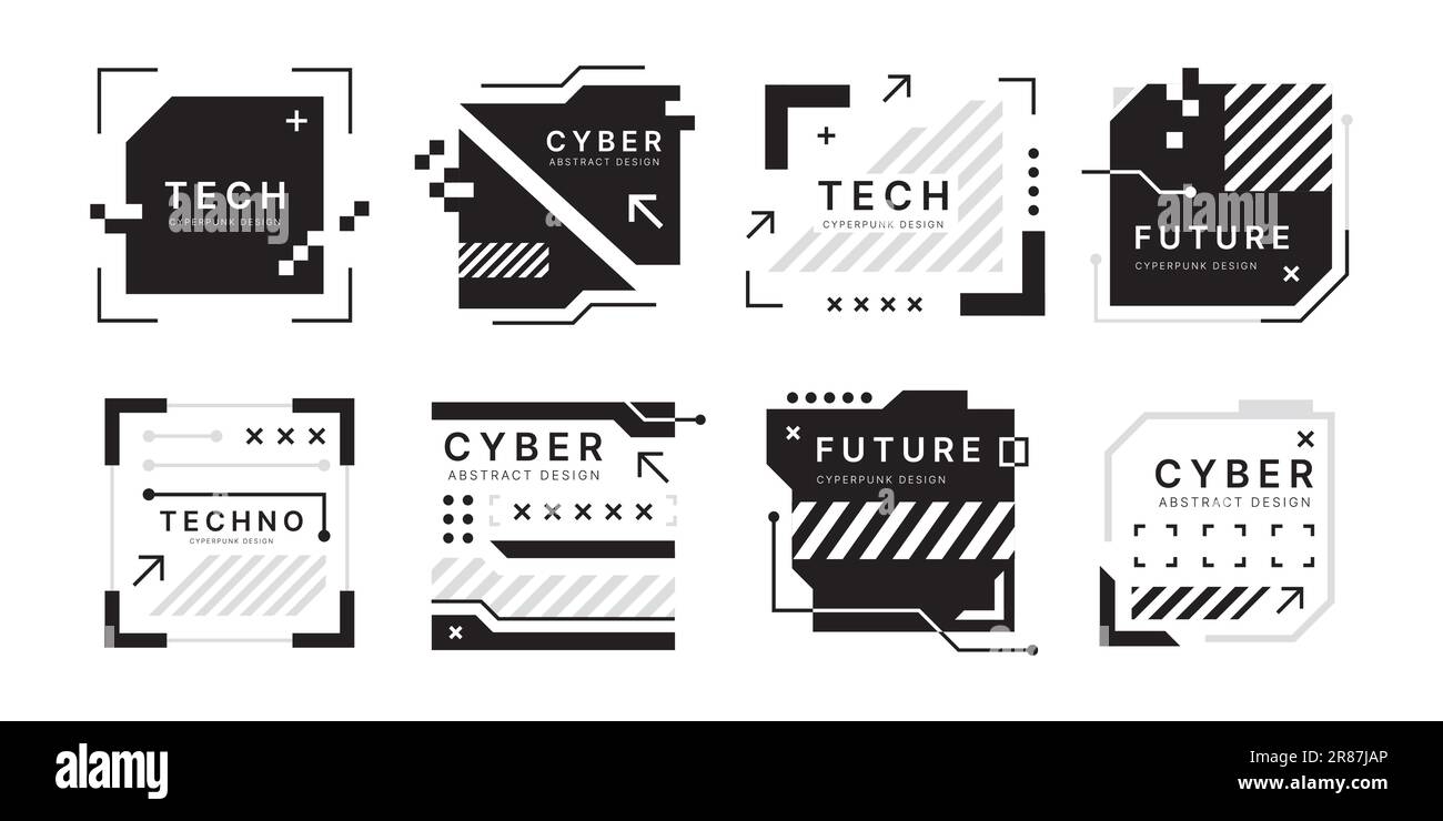 Tech elements. Abstract square shapes. Modern frame box. Cyber glitch ... Tech elements. Abstract square shapes. Modern frame box. Cyber glitch ...