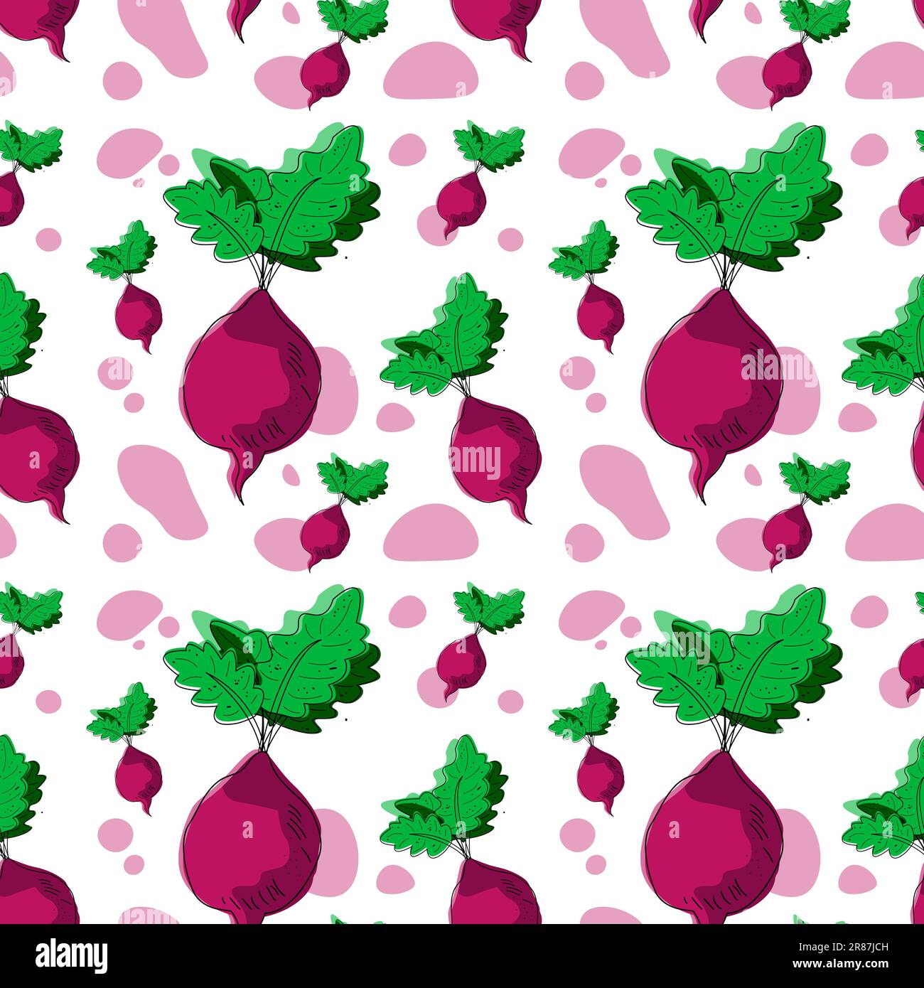 Beetroot graphic vegetable color seamless pattern sketch illustration ...
