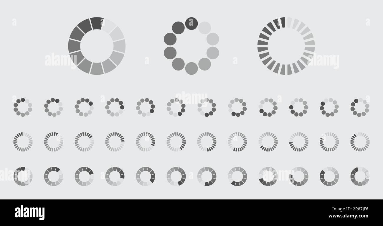 Circular Loading Buffering Icons Vector Set Video Ready for Animation Gif All Keyframes Frames ...