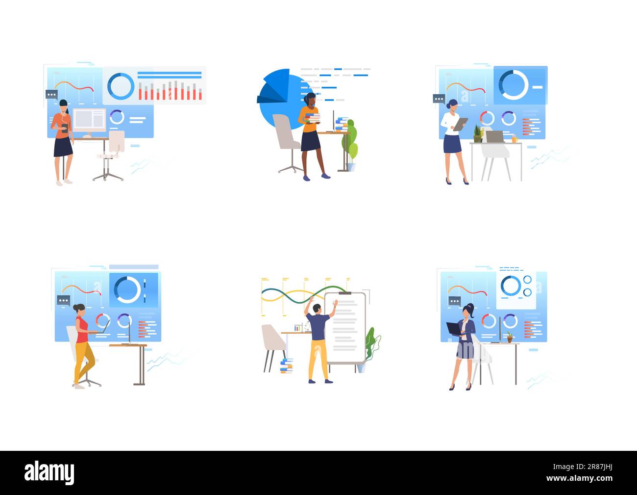 Analyzing report set Stock Vector Image & Art - Alamy