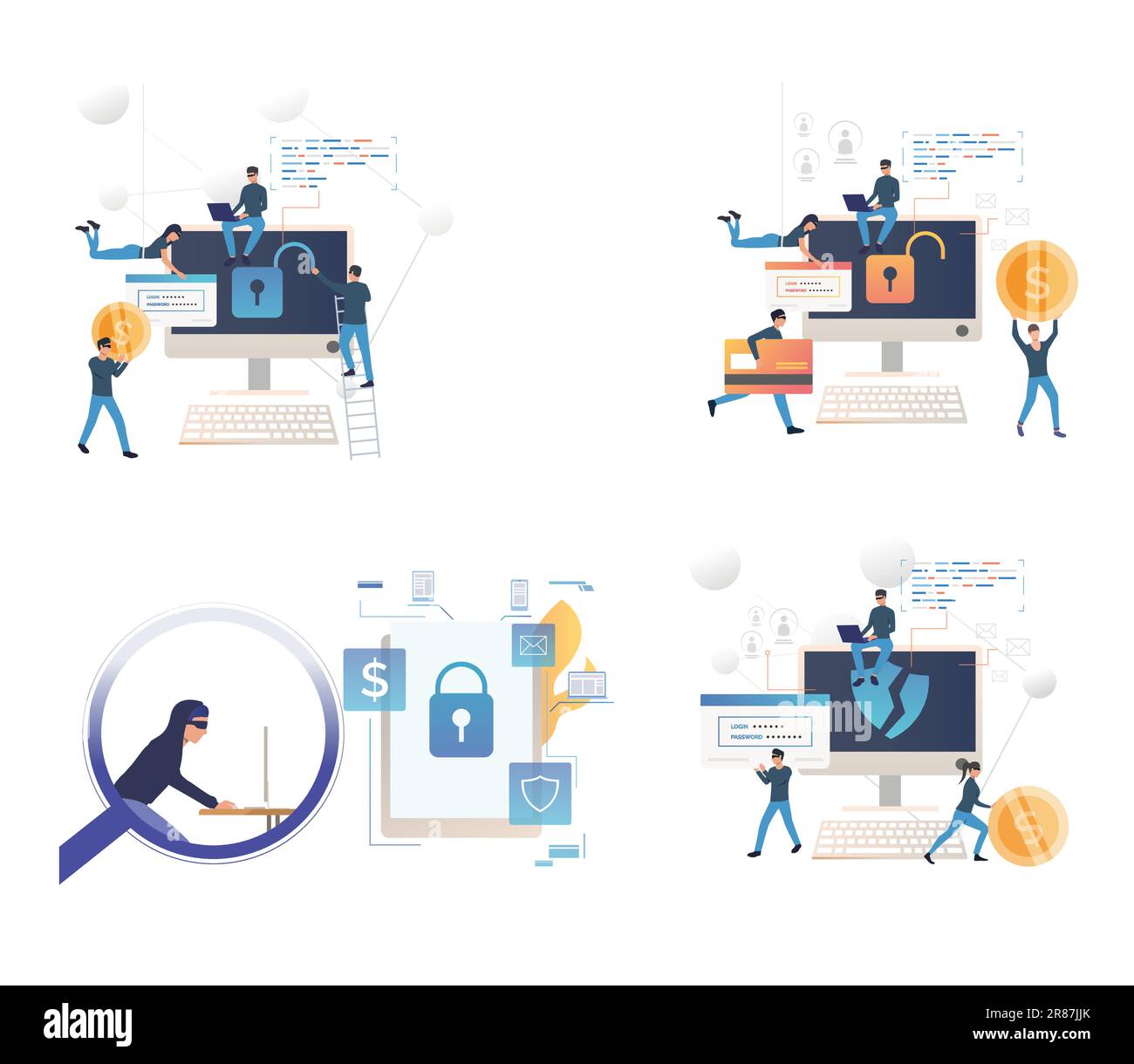 Set of cybercriminals cracking software Stock Vector Image & Art - Alamy