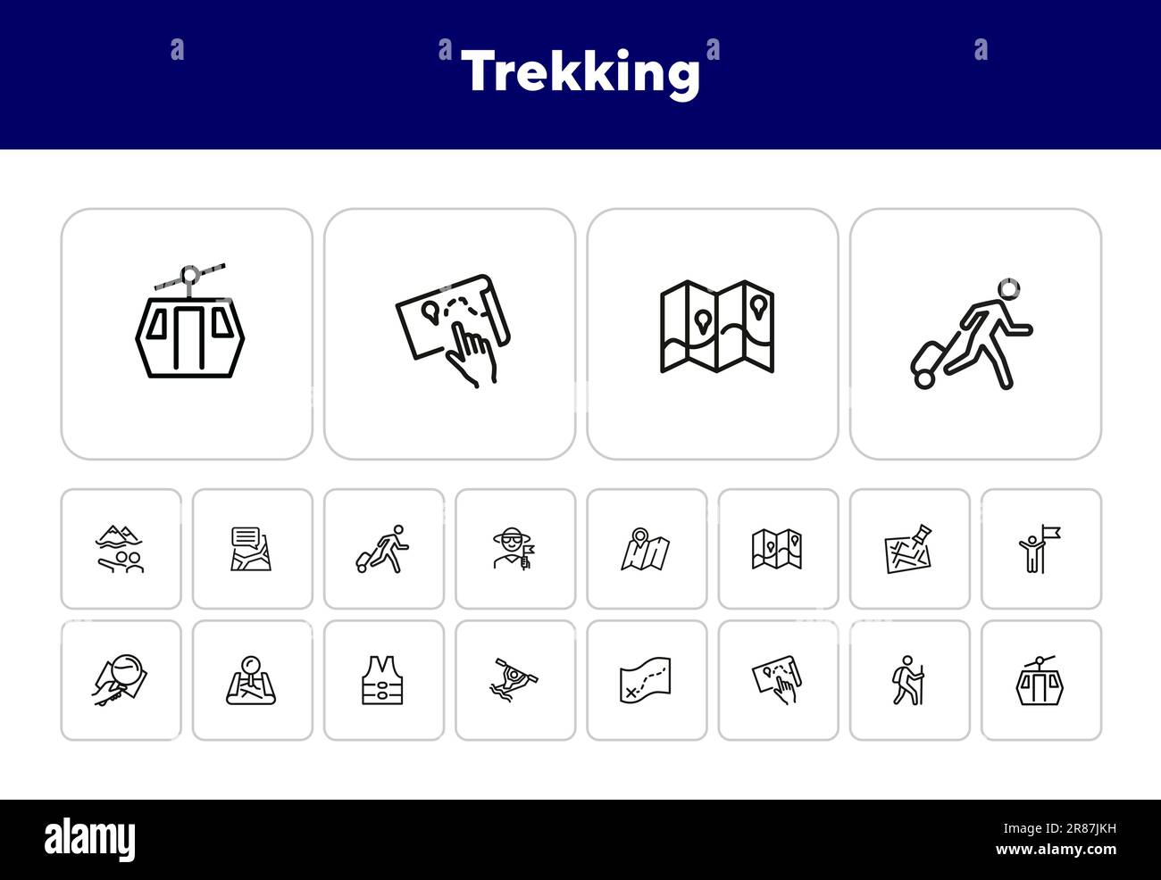 Trekking line icon set Stock Vector Image & Art - Alamy