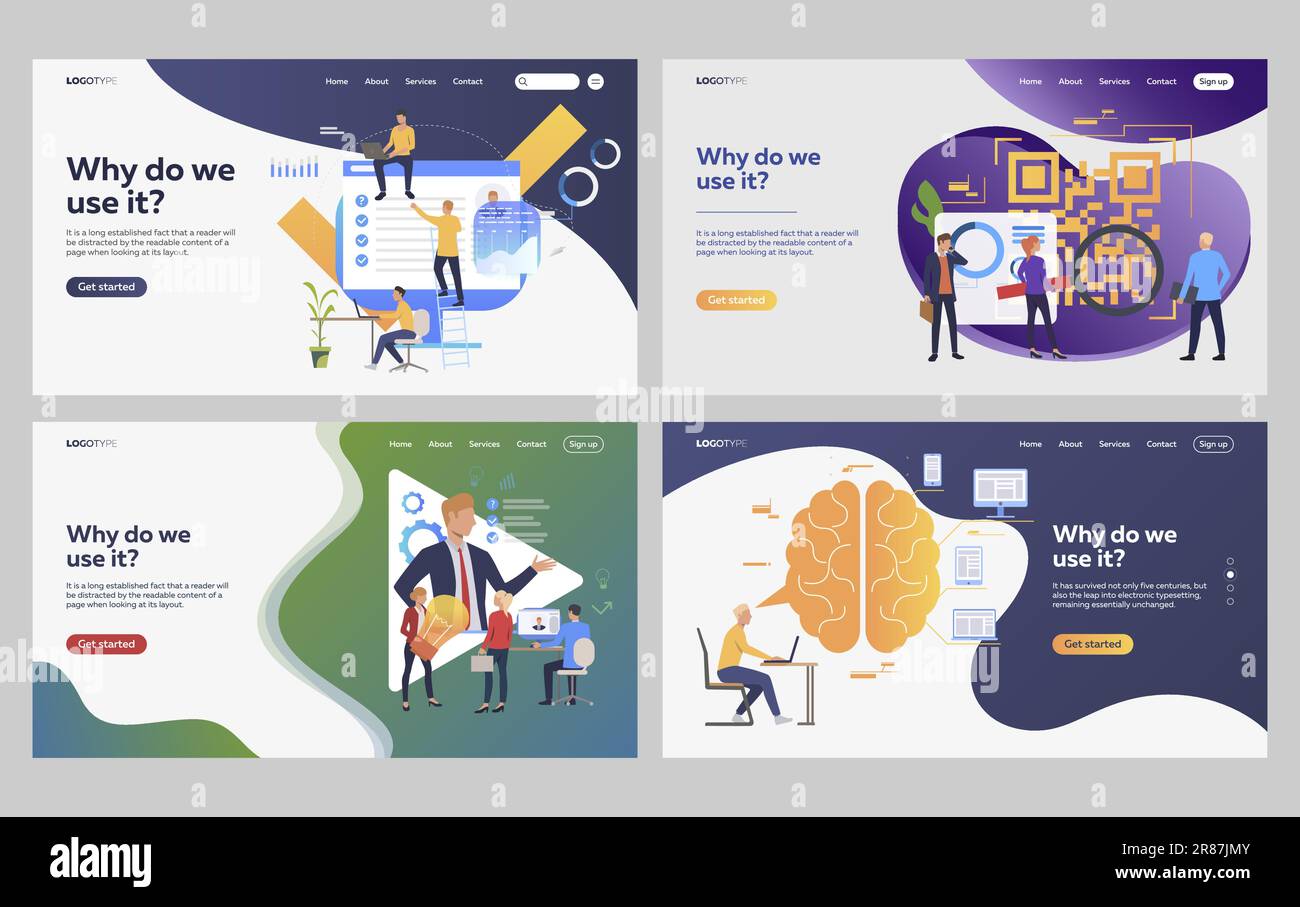 Set of business people researching ideas for project Stock Vector Image ...