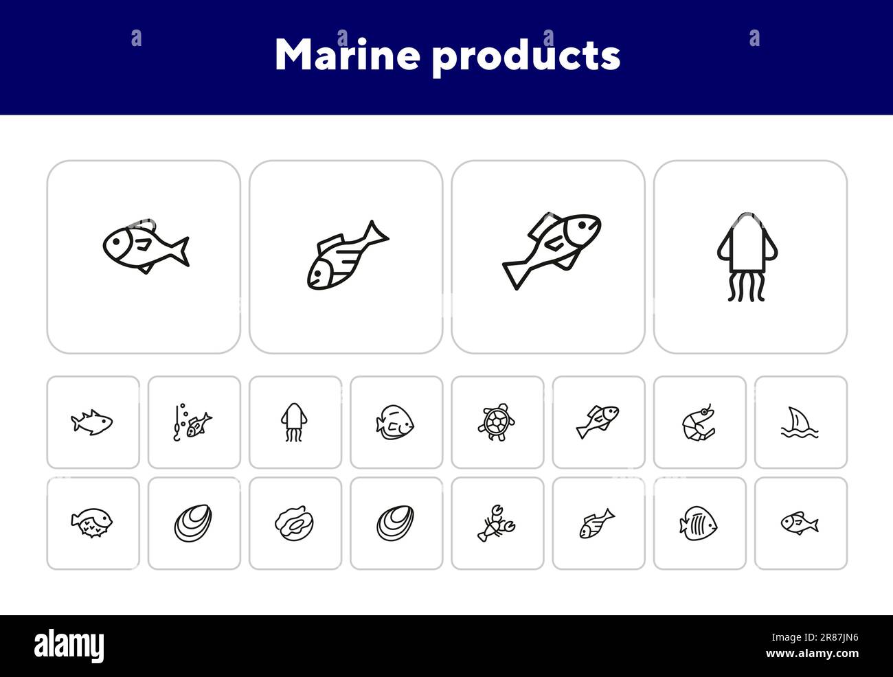 Fresh seafood fish products Stock Vector Images - Alamy