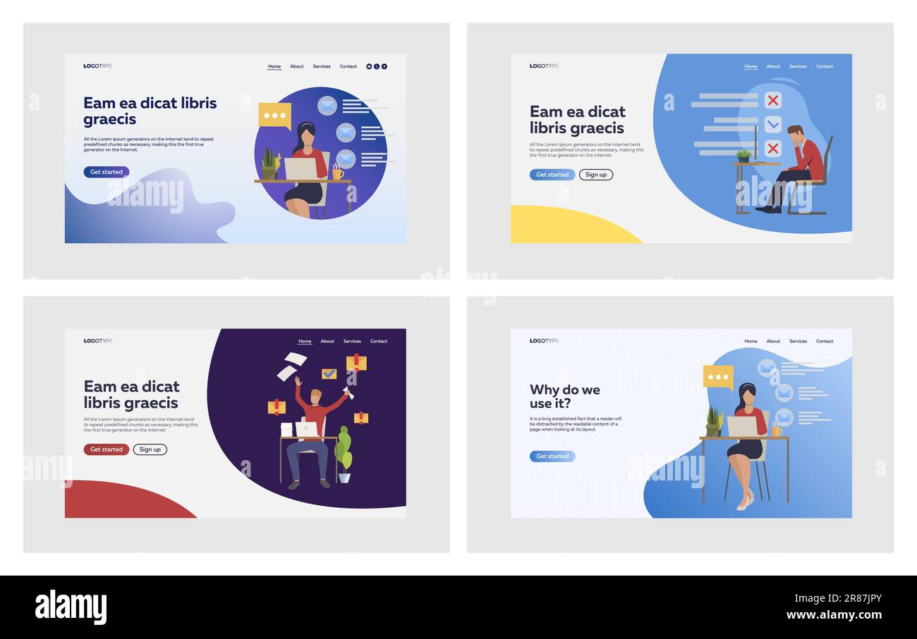 Office worker completing tasks set Stock Vector Image & Art - Alamy