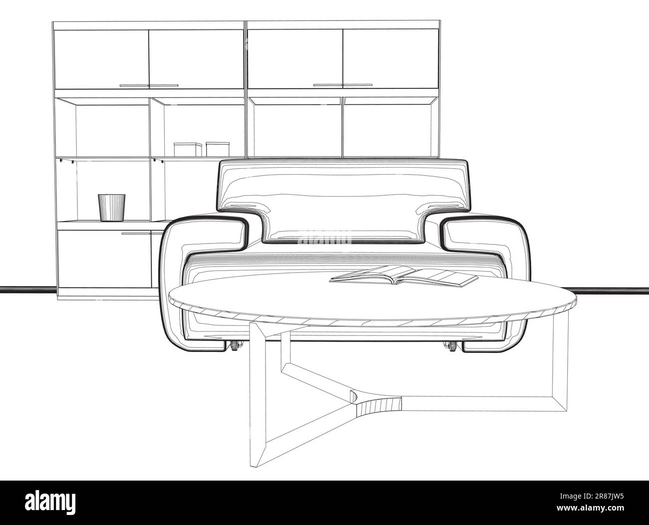 Living room contour. Modern interior and furniture. Minimalistic ...