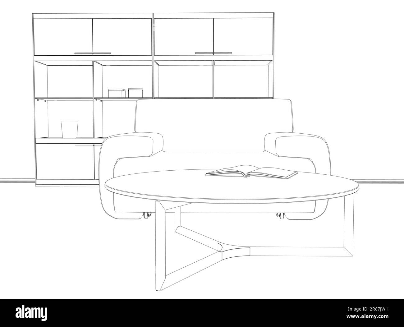 Living room contour. Modern interior and furniture. Minimalistic ...