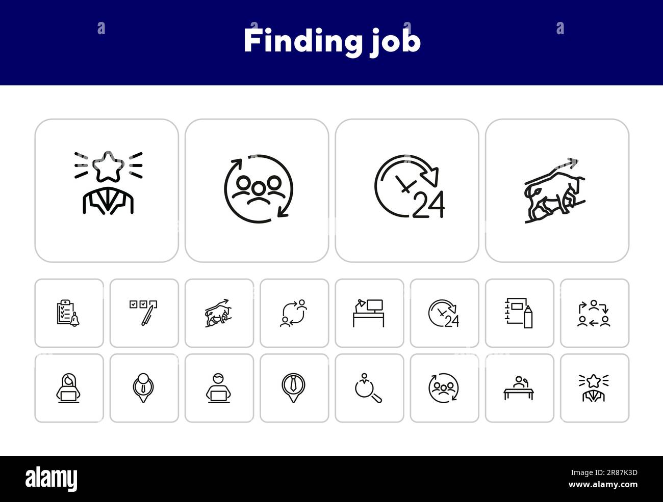 Finding job line icon set Stock Vector Image & Art - Alamy