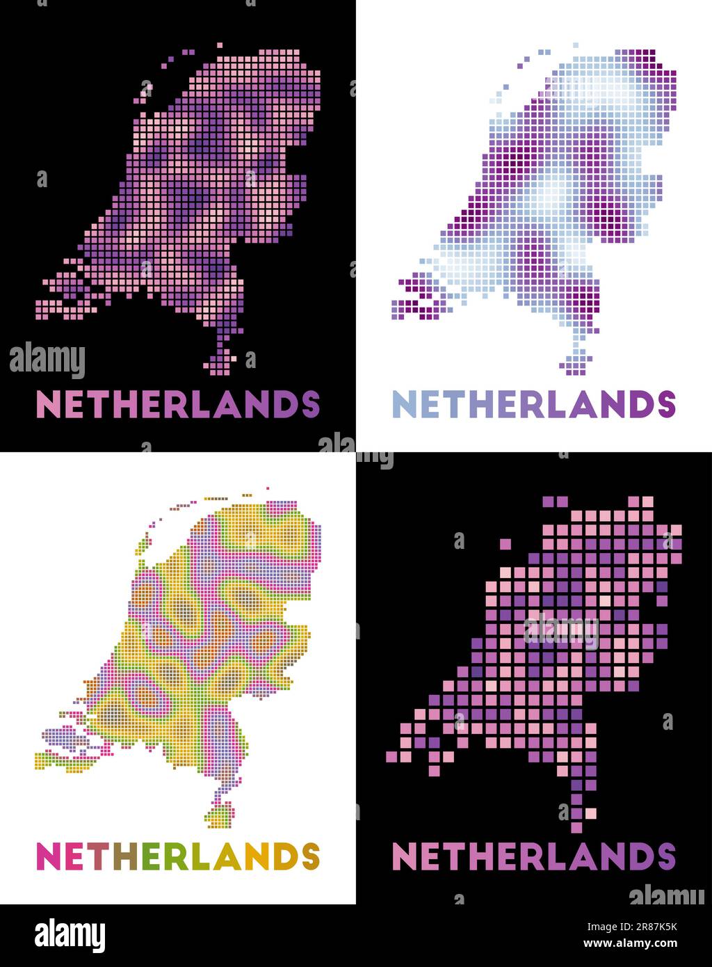 Netherlands map. Collection of maps of Netherlands in dotted style ...