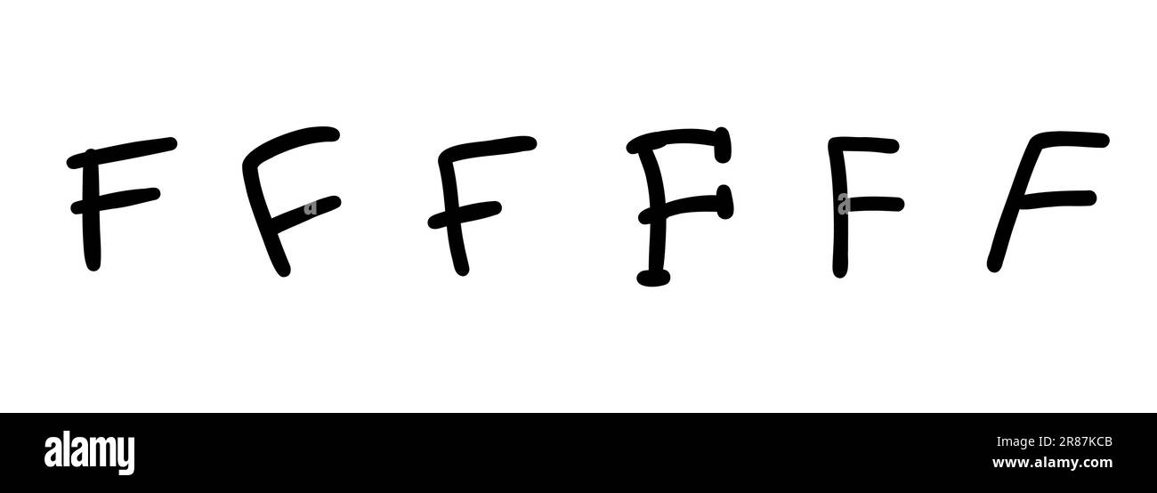 Childlike simple black english latin F alphabet letter symbol. Vector ...