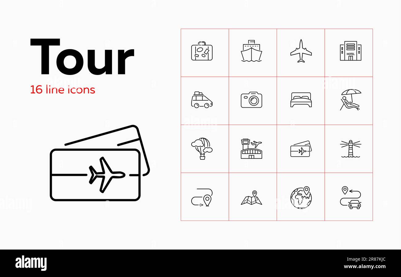 Tour icons. Set of line icons Stock Vector Image & Art - Alamy
