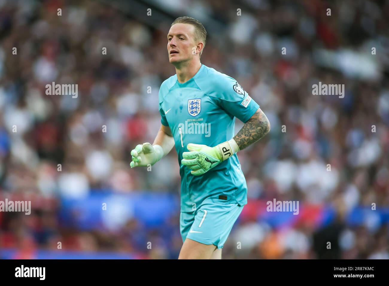 Manchester, UK. 19th June, 2023. Jordan Pickford of England *** during ...