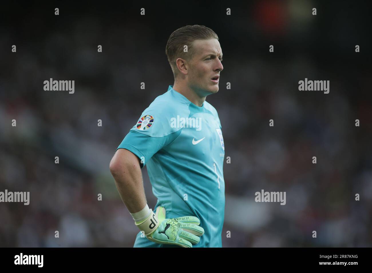 Manchester, UK. 19th June, 2023. Jordan Pickford of England *** during ...