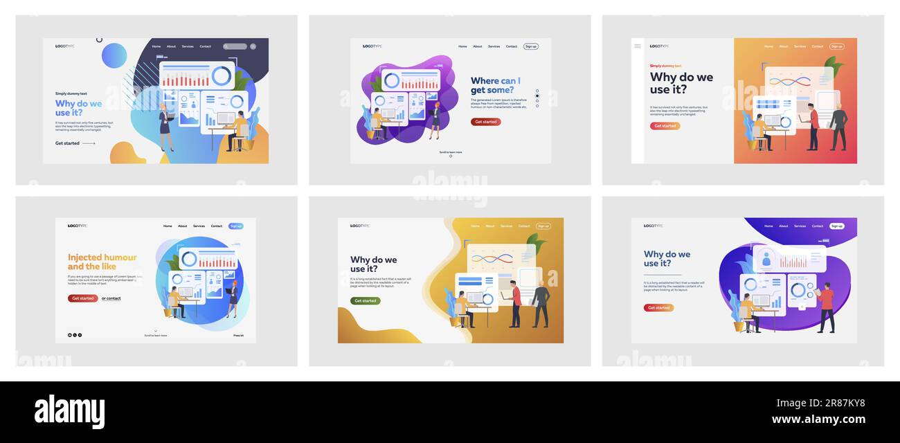 Set of business people working with infographic Stock Vector Image ...