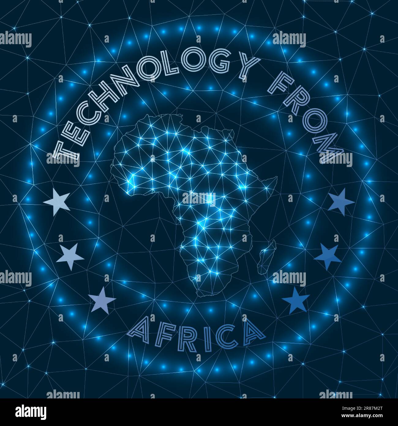 Technology From Africa. Futuristic geometric badge of the continent ...