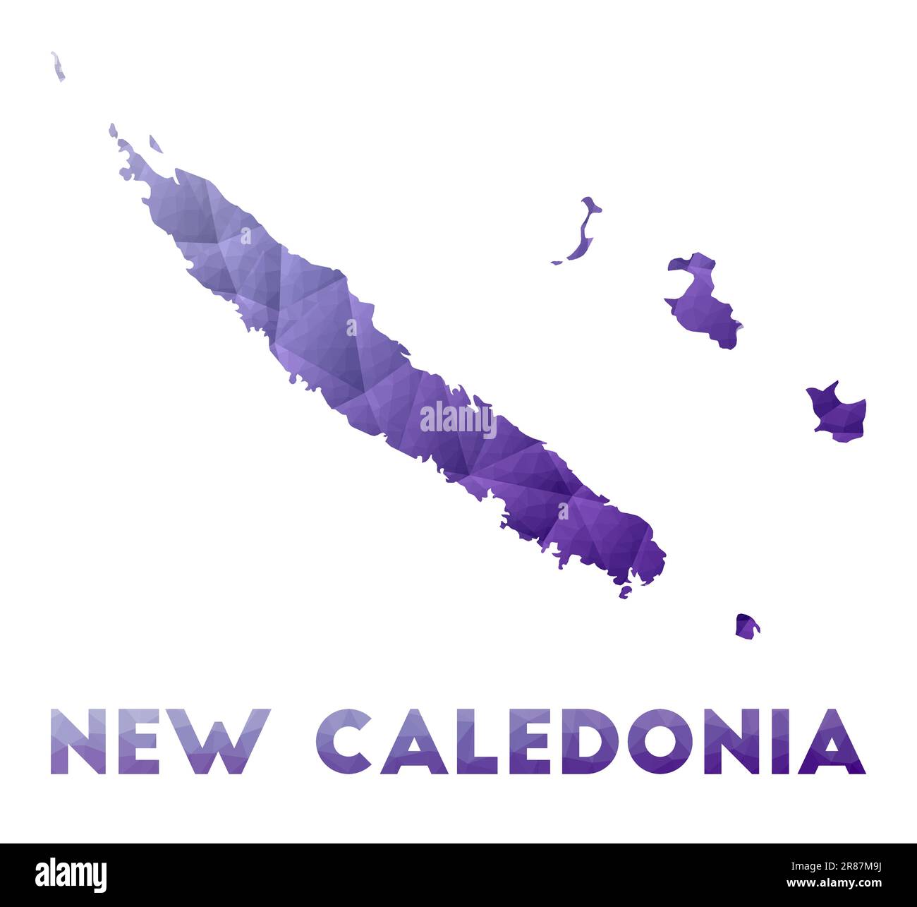 Map of New Caledonia. Low poly illustration of the country. Purple geometric design. Polygonal ...