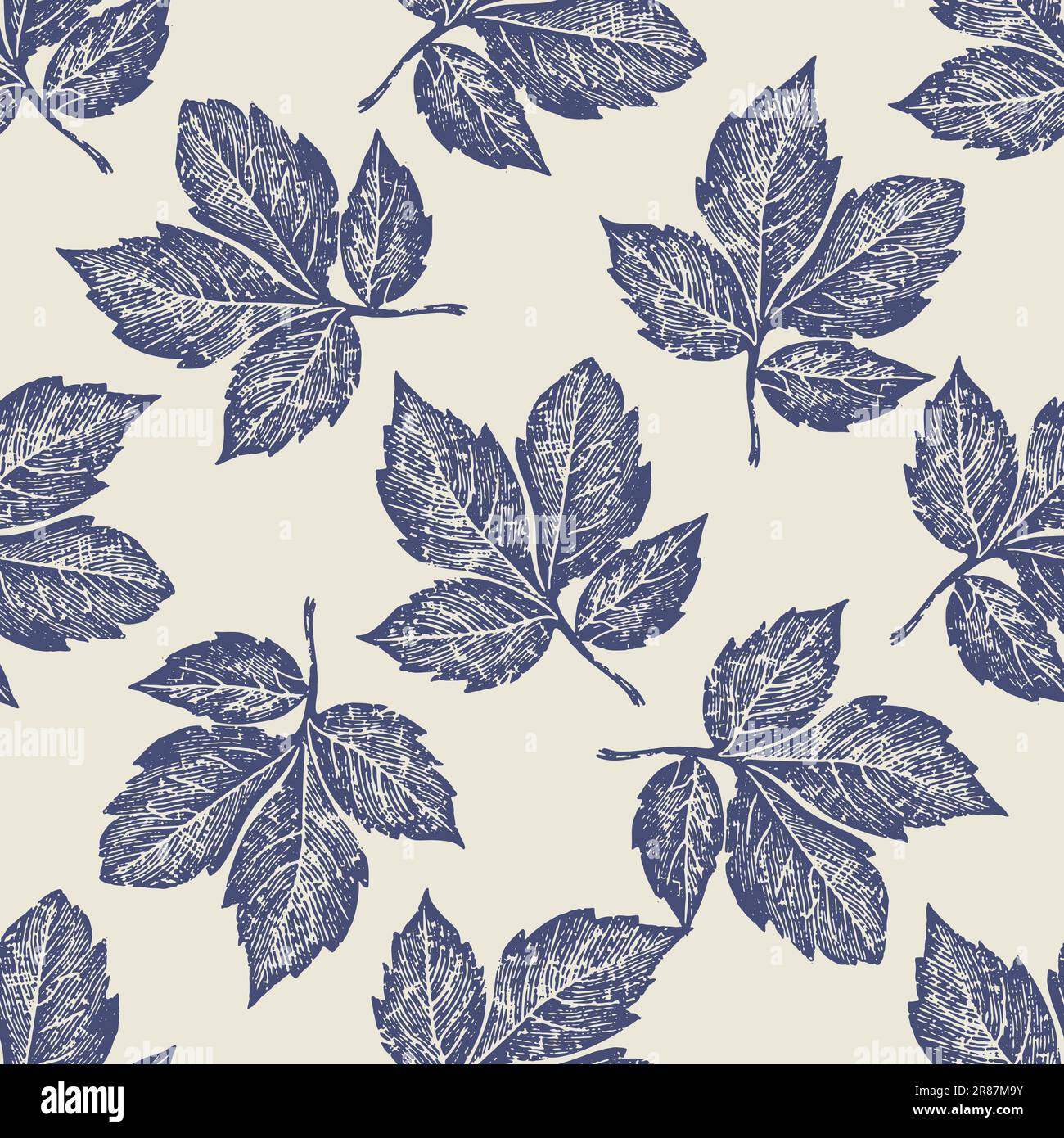Masculine block print sprig stem vector pattern. Seamless sketchy herb ...